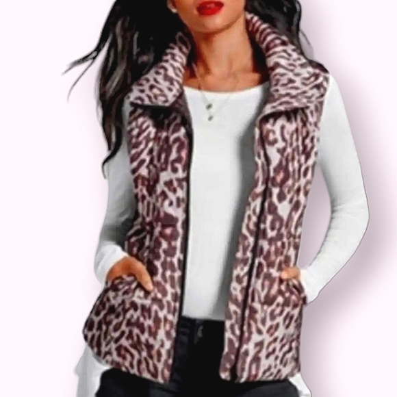 CAbi | Jackets & Coats | Cabi Womens Juliet Brown Leopardprint Puffer ...